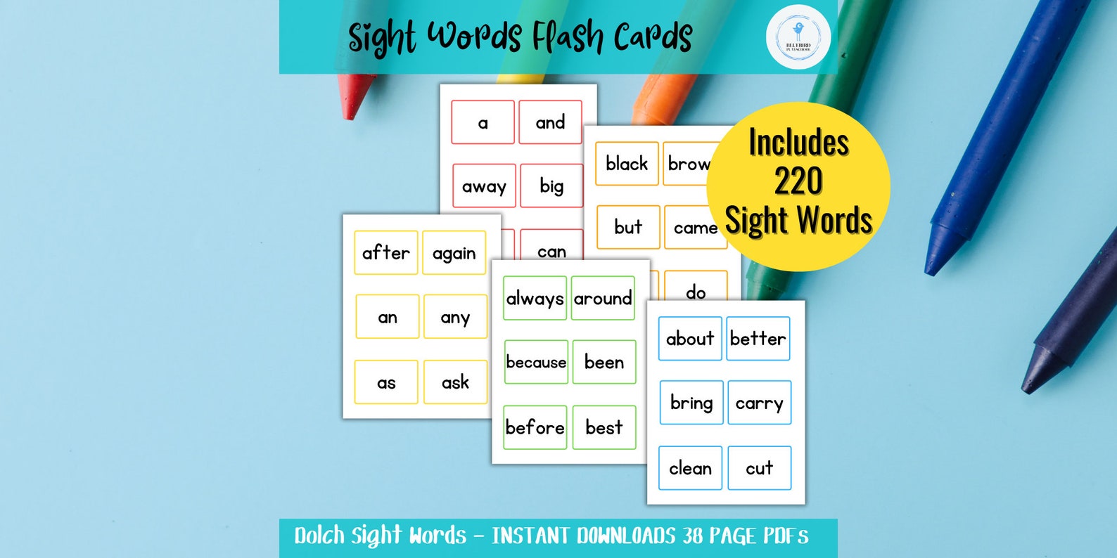 Sight Word Flash Cards, Dolch, Grades Pre-k, Kindergarten, 1st, 2nd ...