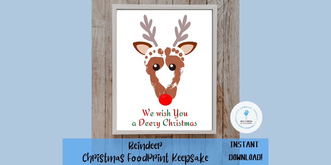 Christmas Footprint Reindeer Art Craft Keepsake Template, Baby, Toddler ...