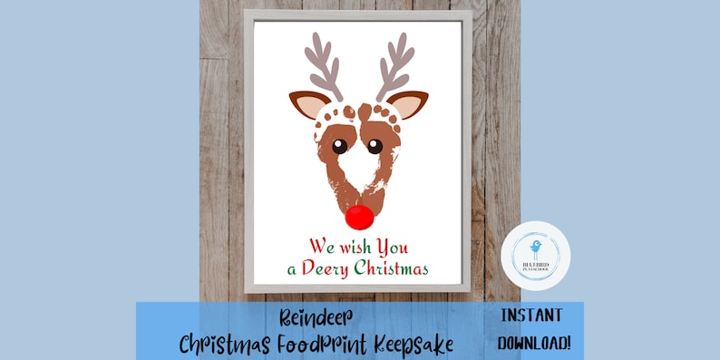 Christmas Footprint Reindeer Art Craft Keepsake Template, Baby, Toddler ...