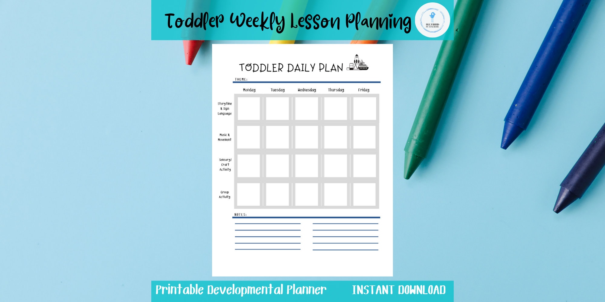 Toddler Weekly Lesson Plan, Daycare Nanny Development Planner - Etsy