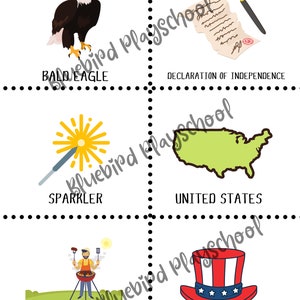 4th of July Visual Cards Patriotic Flash Cards Printable Digital ...