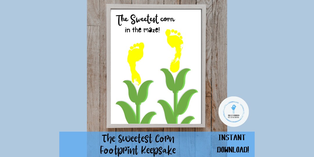 The Sweetest Corn in the Maze, Autumn Fall Footprint Art Craft Keepsake ...