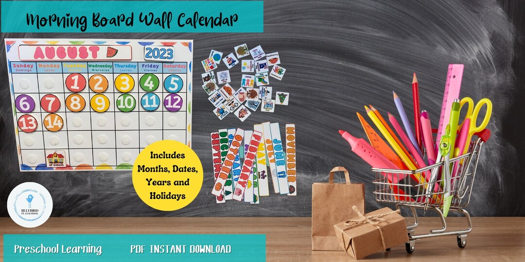 Rainbow Wall Calendar, Preschool Morning Board, Circle Time, Printable ...