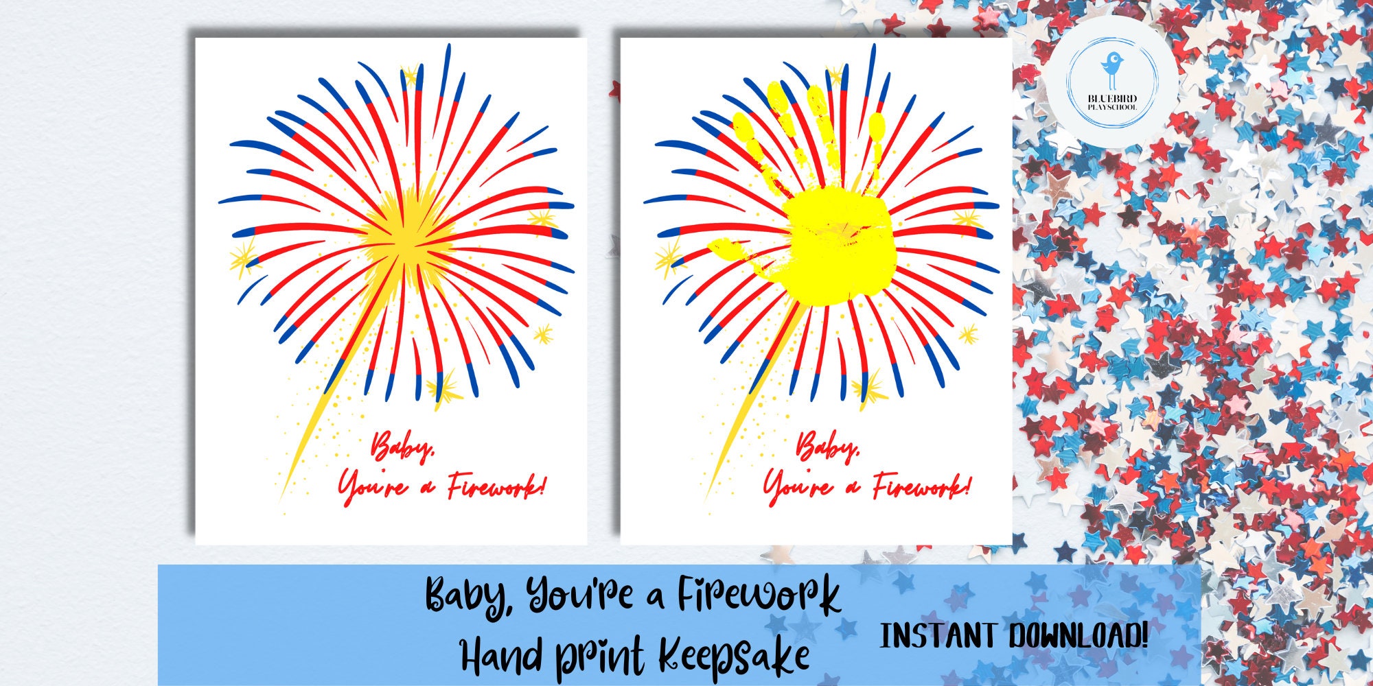 Baby You're a Firework, Handprint Art Craft Keepsake Template, 4th of ...