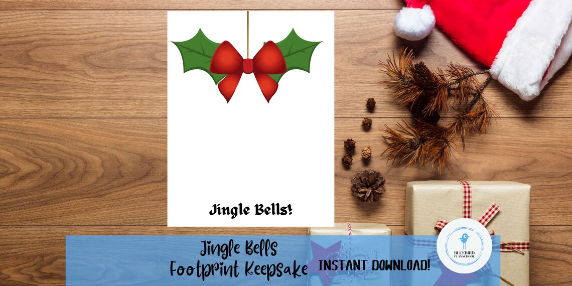 Christmas Footprint Jingle Bells Art Craft Keepsake Template - Etsy