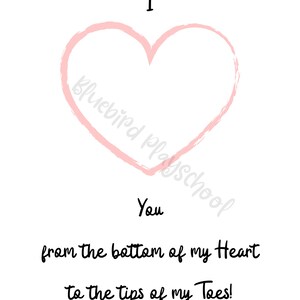 Father's Day Printable Template "i Love You From the Bottom of My Heart ...