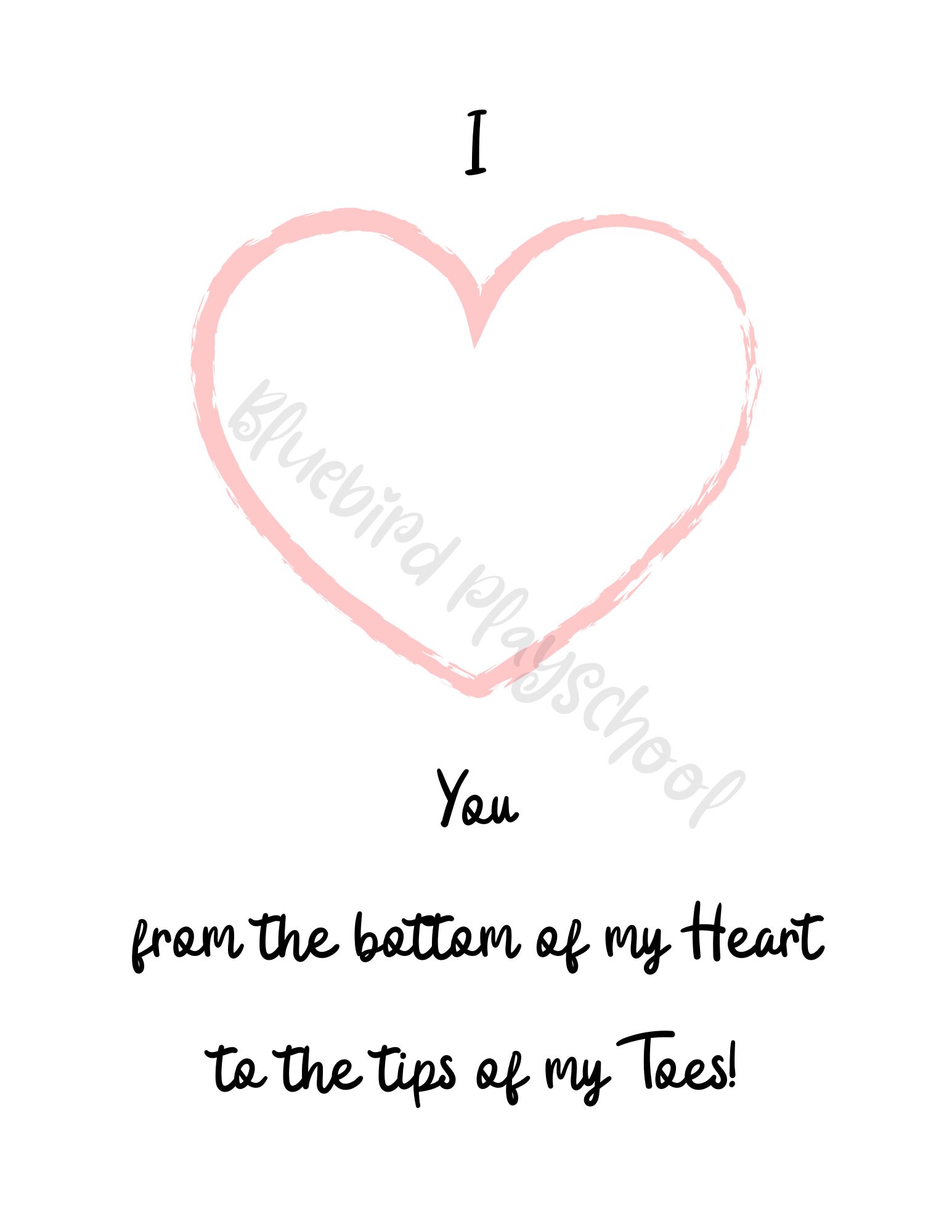 Father's Day Printable Template "i Love You From the Bottom of My Heart ...