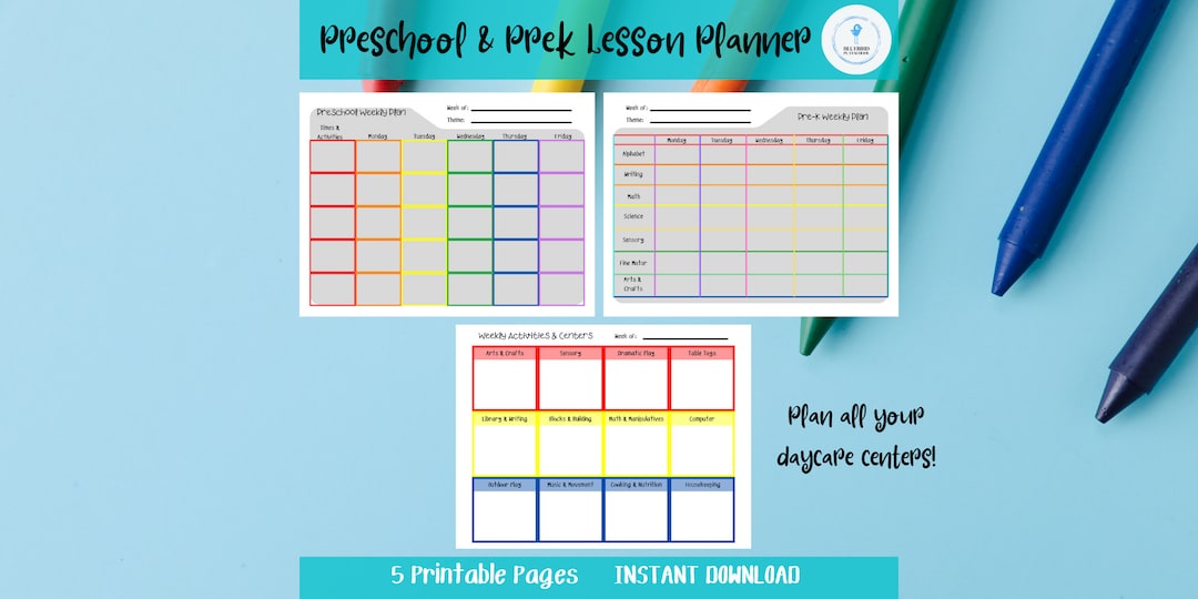 Preschool Pre-k Weekly Lesson Planner, Activity Schedule and Center ...