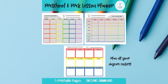 Preschool Pre-k Weekly Lesson Planner Activity Schedule and | Etsy