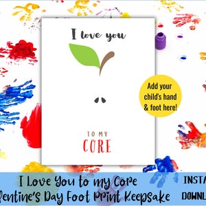 I Love You to My Core, Apple Footprint Art Craft Keepsake Template ...