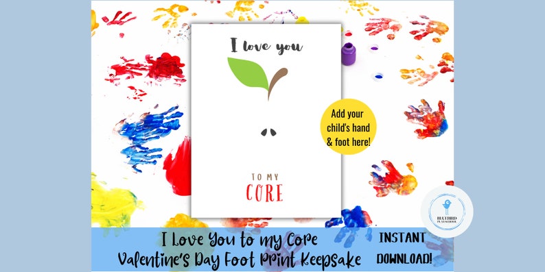 I Love You to My Core, Apple Footprint Art Craft Keepsake Template ...