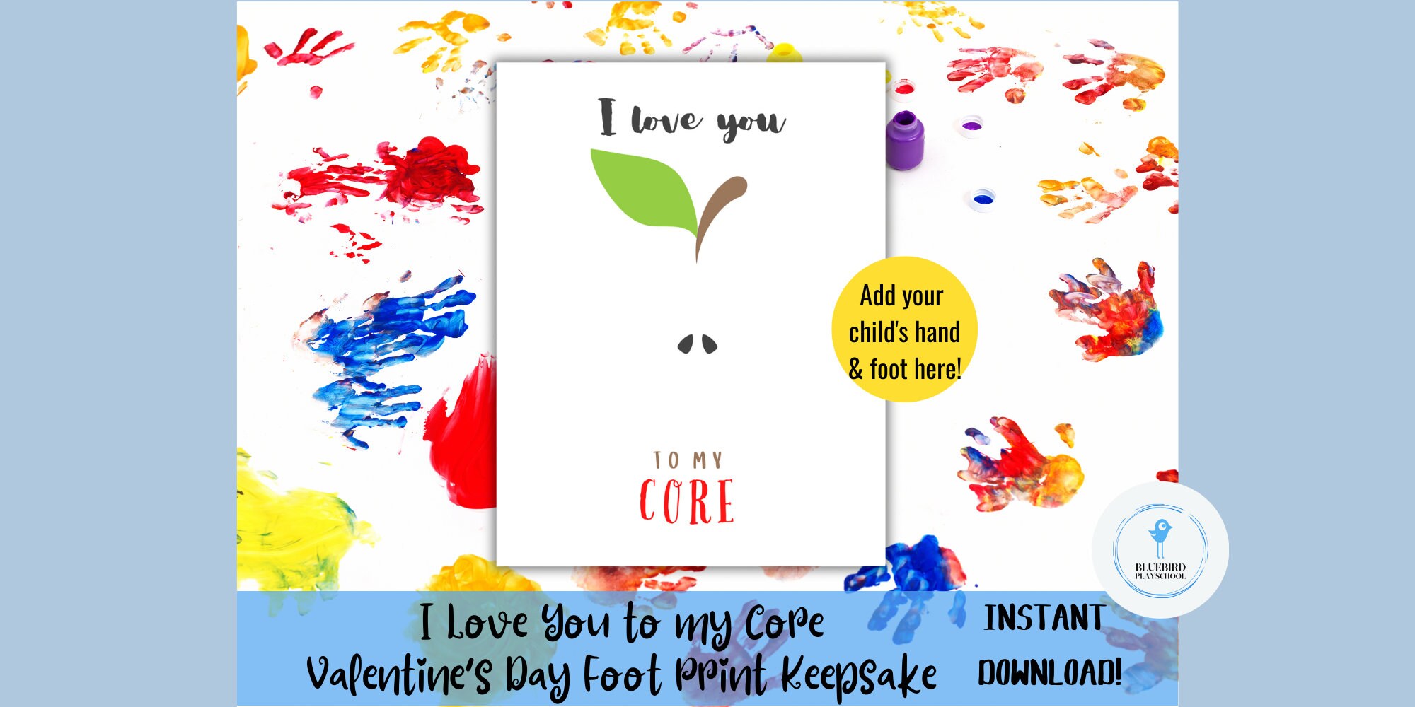 I Love You to My Core, Apple Footprint Art Craft Keepsake Template ...