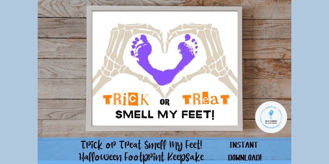 Trick or Treat Smell My Feet, Halloween Footprint Art Craft Keepsake ...