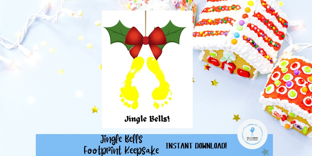 Christmas Footprint Jingle Bells Art Craft Keepsake Template - Etsy