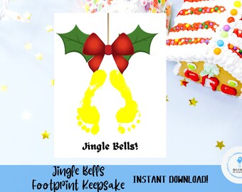 Christmas Footprint Reindeer Art Craft Keepsake Template | Etsy