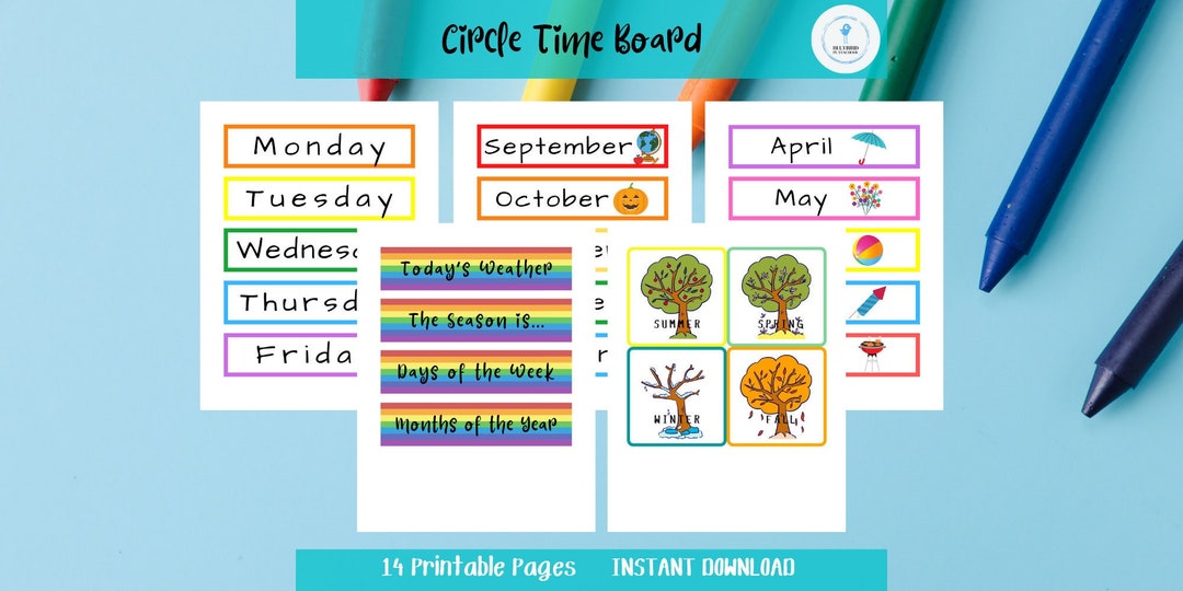 Circle Time, Calendar Weather Board Card, Rainbow Theme, Printable for ...