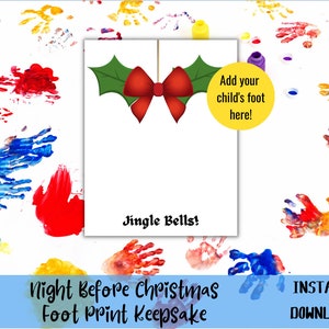 Christmas Footprint Jingle Bells Art Craft Keepsake Template, Baby ...