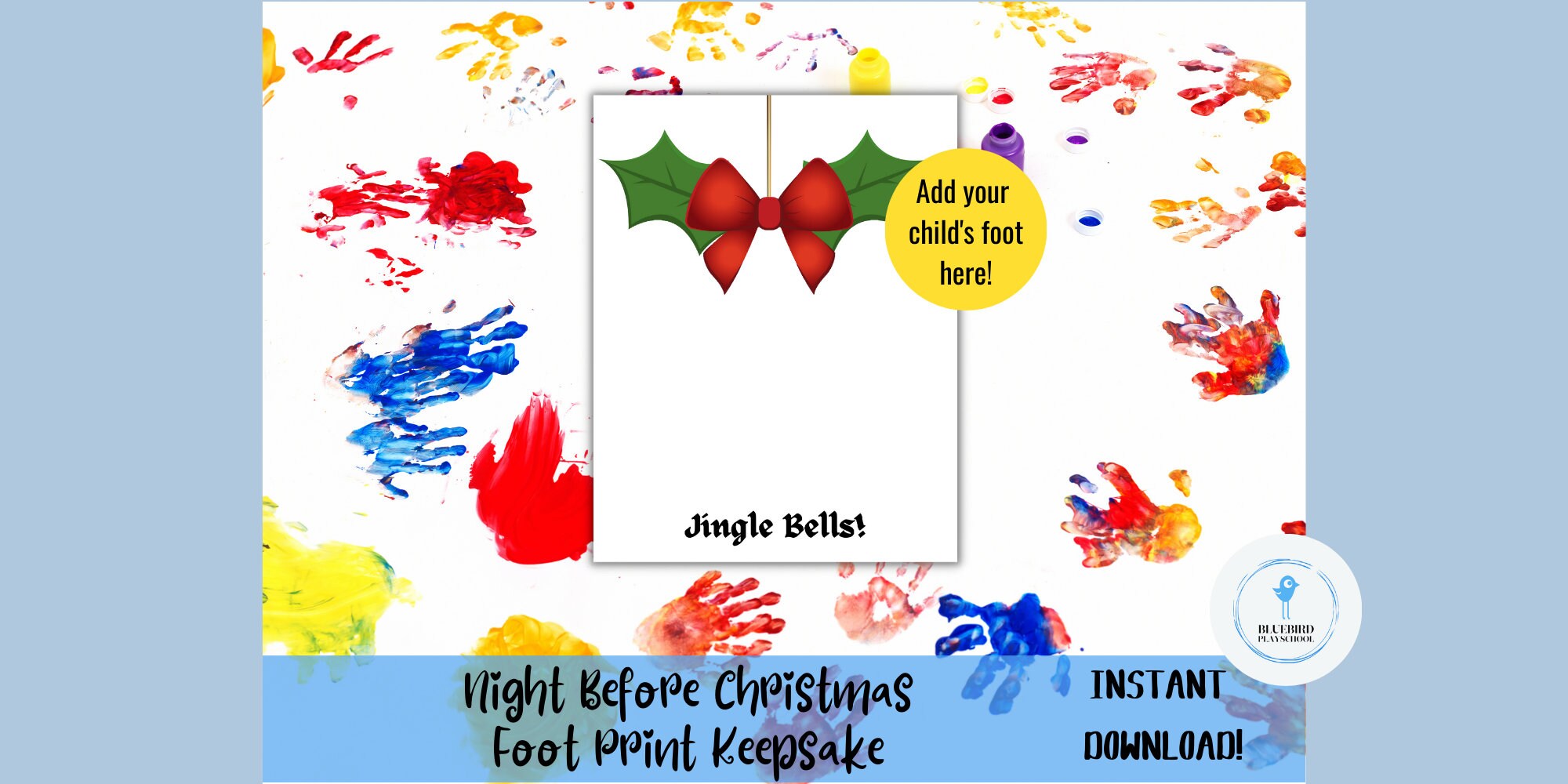 Christmas Footprint Jingle Bells Art Craft Keepsake Template, Baby ...