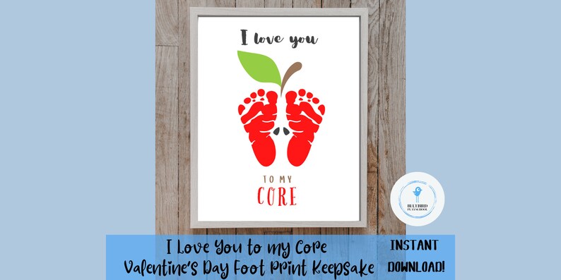 I Love You to My Core, Apple Footprint Art Craft Keepsake Template ...