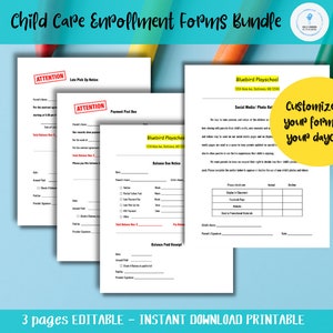 Child Care Forms Bundle, Editable, Daycare Business, Provider - Parent ...