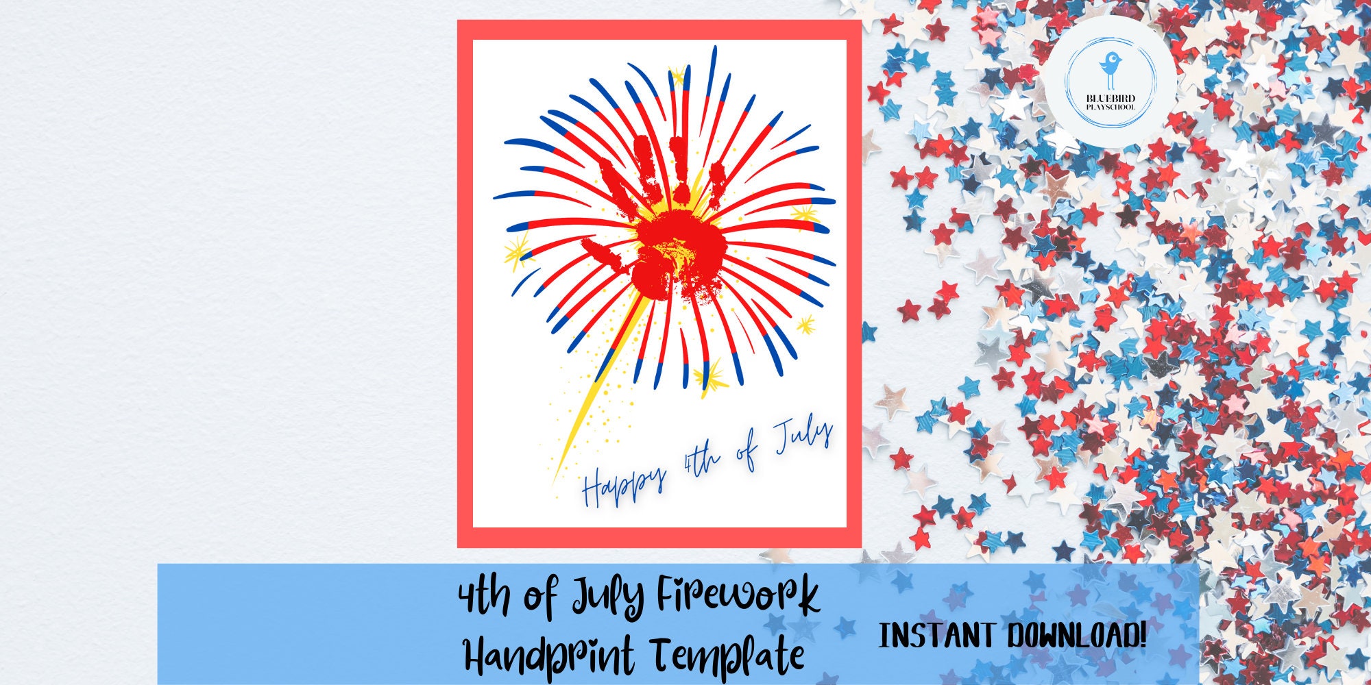 4th of July Firework Printable Daycare Craft Handprint Art for Infant ...