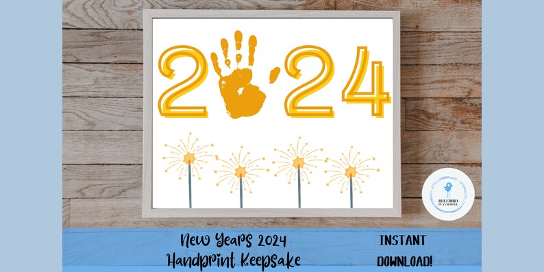 New Years Sparklers 2024 Handprint Art Craft Keepsake Template, Baby ...