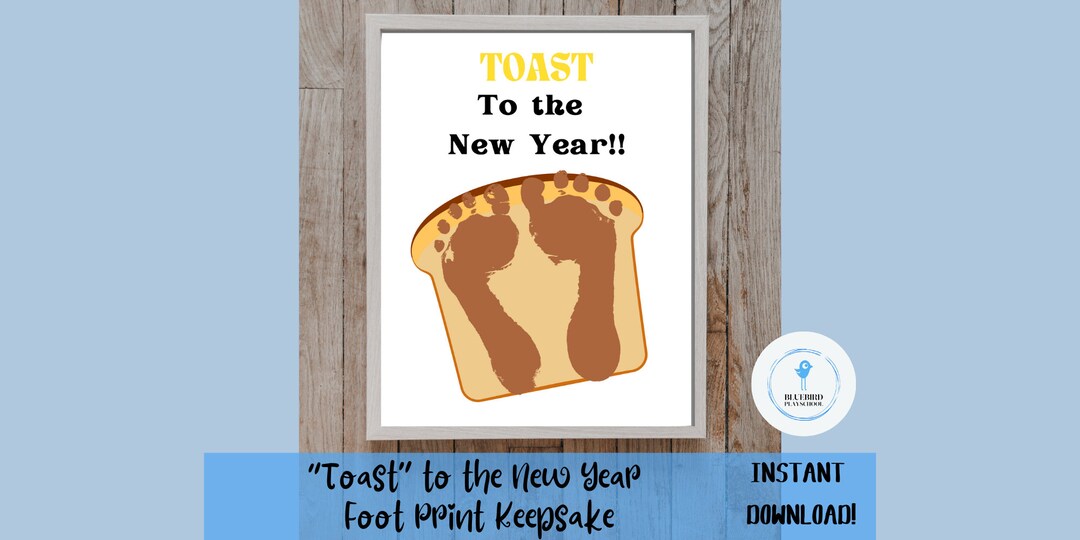 Toast to the New Year Foot Print Art Craft Keepsake Template, Baby ...