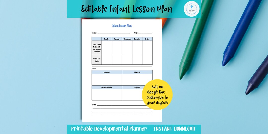 EDITABLE Infant Weekly Lesson Plan, Home Daycare, Center, Nanny ...