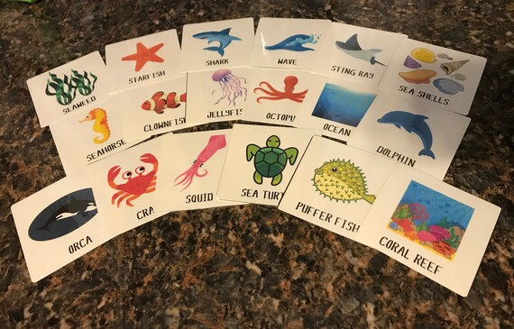 Ocean Theme Visual Flashcards Daycare Circle Time Language - Etsy