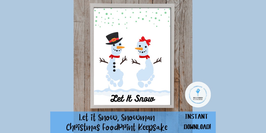 Christmas Footprint Snowmen Art Craft Keepsake Template, Baby, Toddler ...