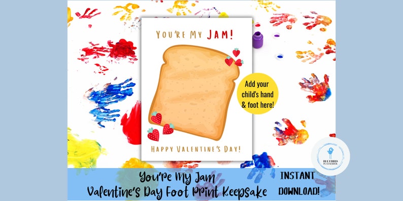 You're My Jam Valentine's Day Footprint Art Craft Keepsake Template ...