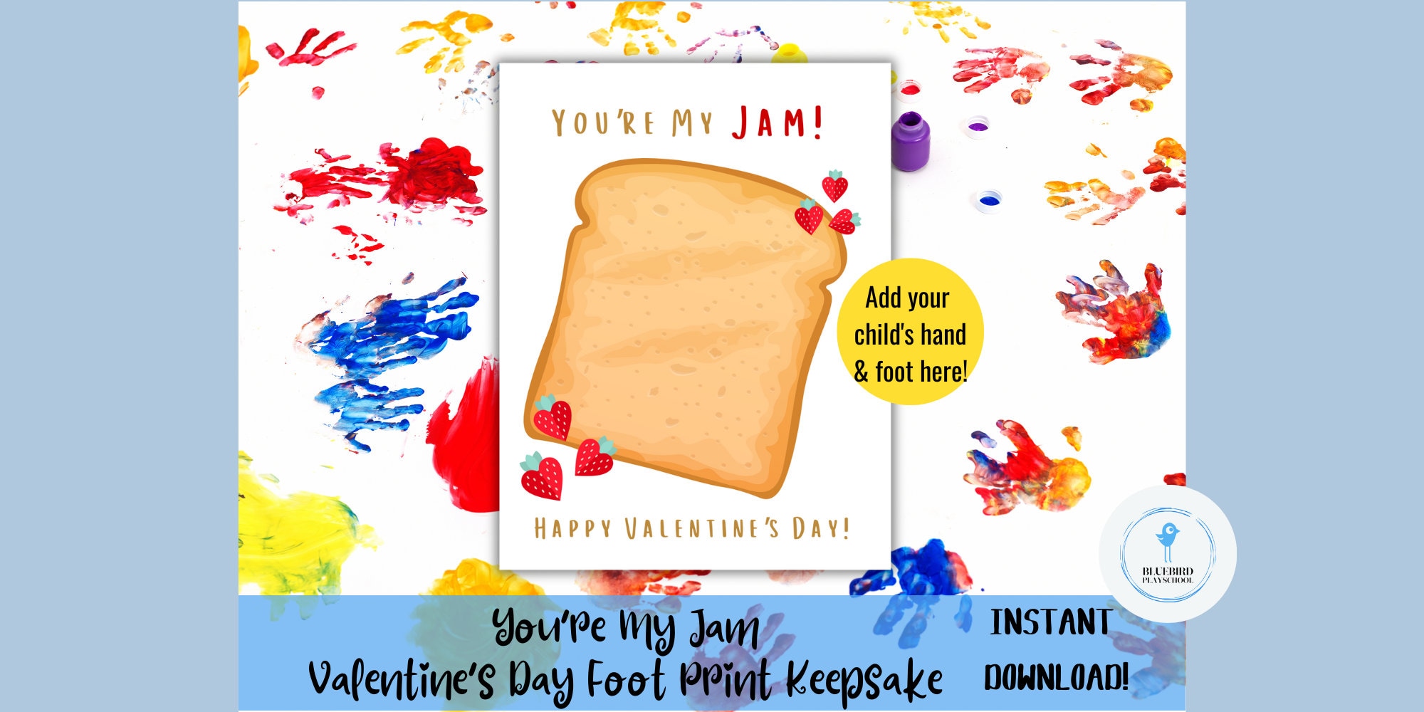 You're My Jam Valentine's Day Footprint Art Craft Keepsake Template ...