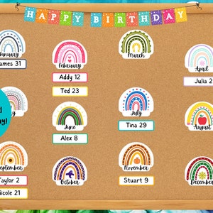 Rainbow Class Birthday Sheet Bulletin Board Classroom Decor - Etsy