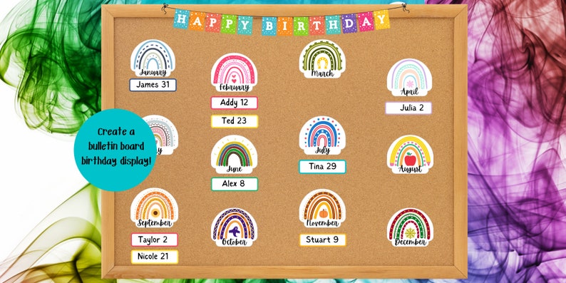 Rainbow Class Birthday Sheet Bulletin Board Classroom Decor - Etsy