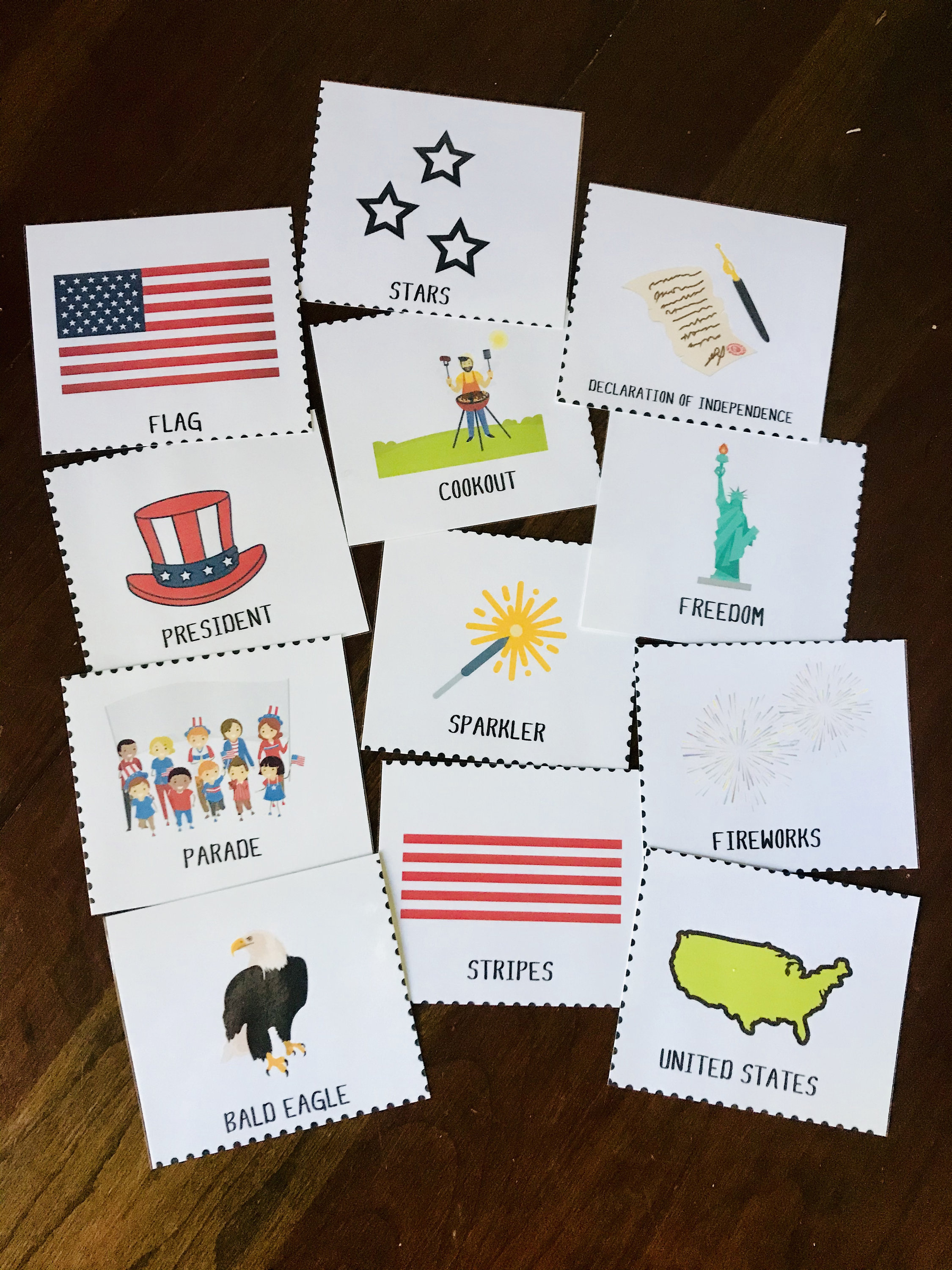4th of July Visual Cards Patriotic Flash Cards Printable Digital ...