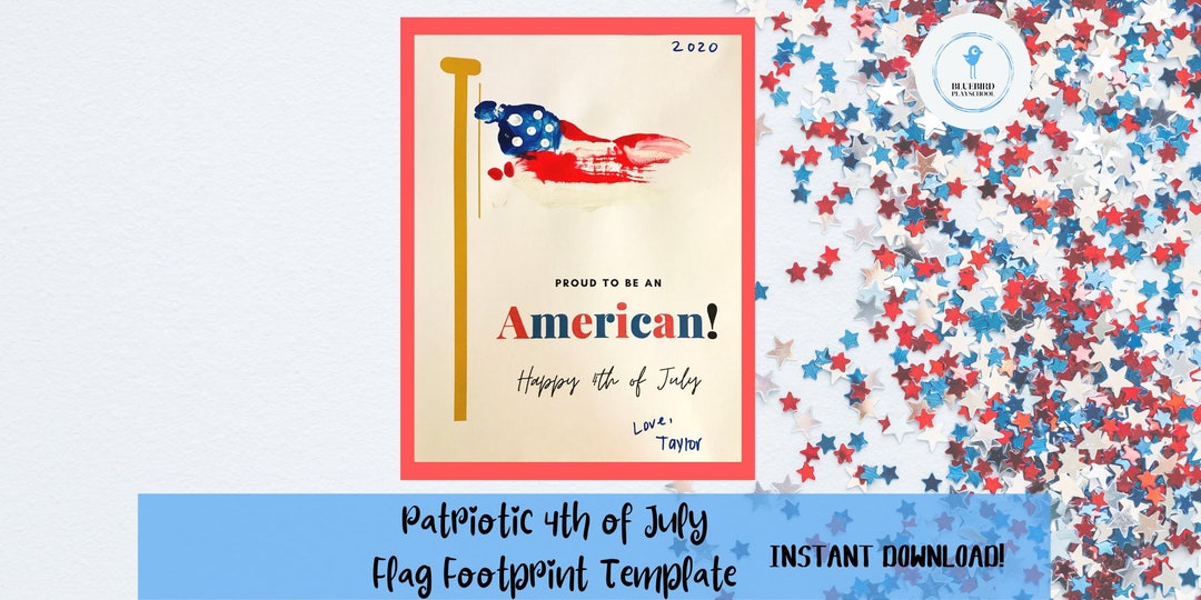 4th of July Footprint Flag Craft, Patriotic Keepsake (PDF Pattern) - Etsy