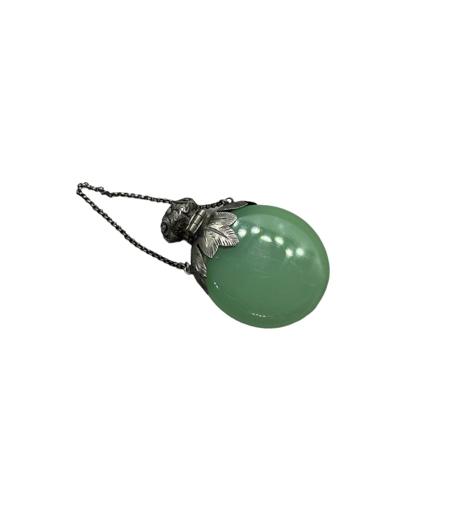 Antique Victorian Silver Green Opaline Disc Chatelaine Perfume Scent ...