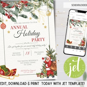 Editable Christmas Party Invitation, Annual Holiday Party Invite ...