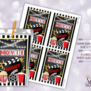 Movie Night Capri Sun Labels Movie Night Juice Labels Movie - Etsy