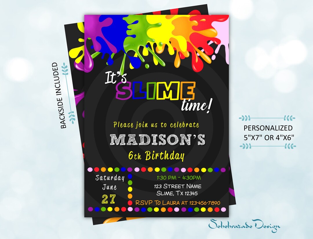 Slime Time Invitation, Slime Birthday Invitation, Personalized Slime ...