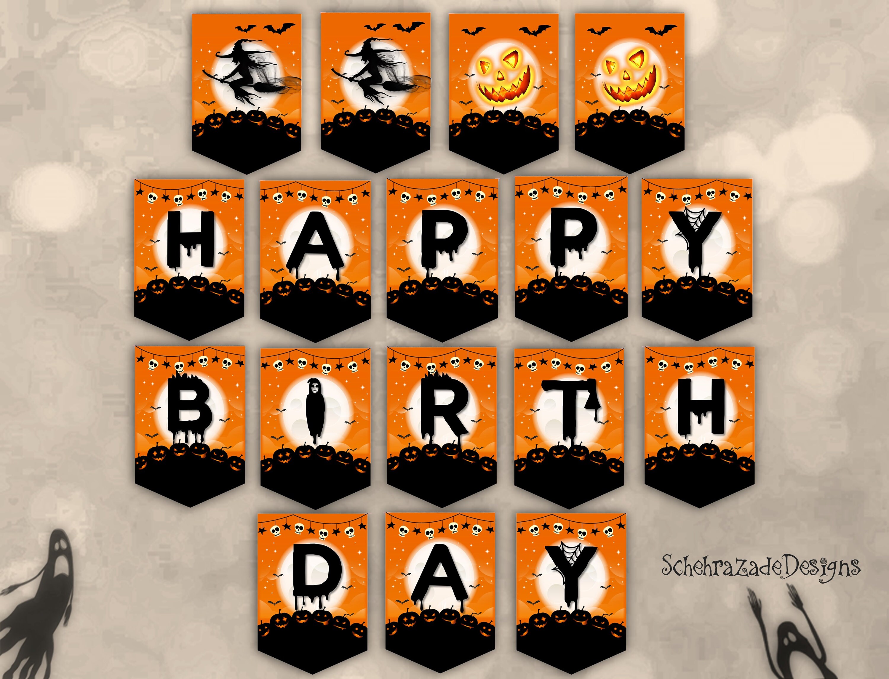 Spooky Banner Printable Happy Birthday