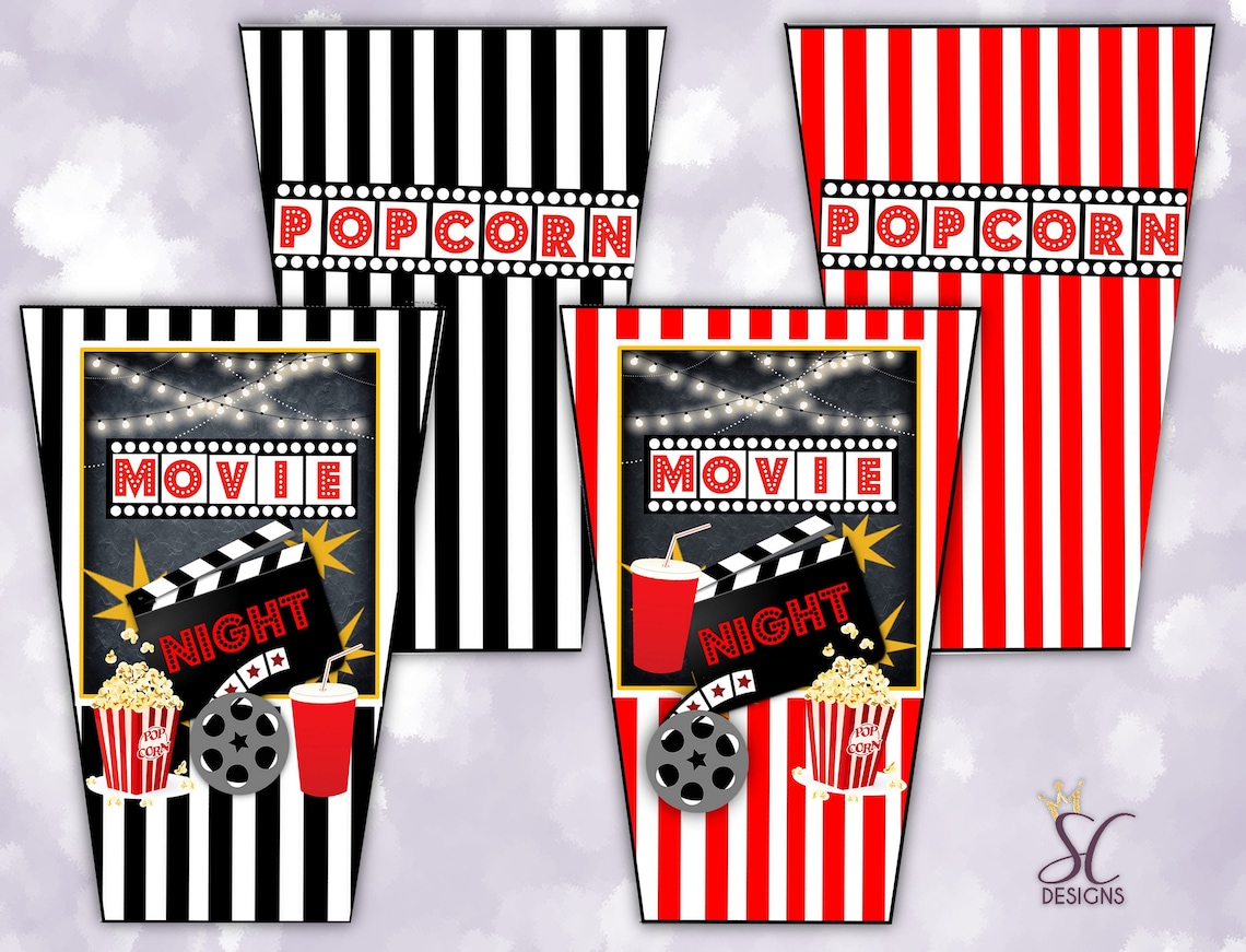 Movie Night Popcorn Box Movie Night Party Decoration Popcorn - Etsy
