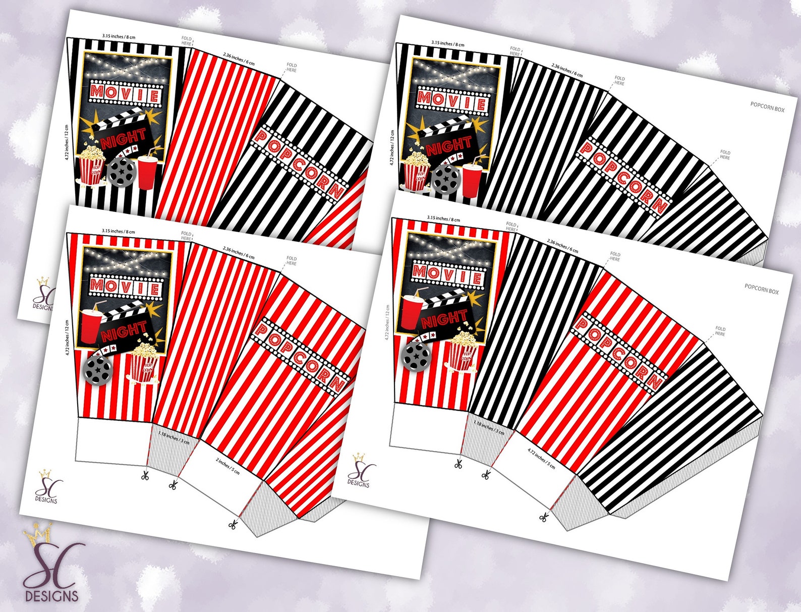 Movie Night Popcorn Box Movie Night Party Decoration Popcorn | Etsy