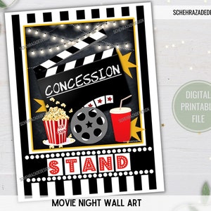 Movie Night Party Signs, Movie Night Printable Party Decoration, Movie ...