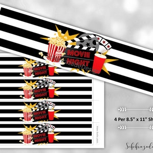 Movie Night Water Bottle Labels, Movie Night Water Bottle Labels ...