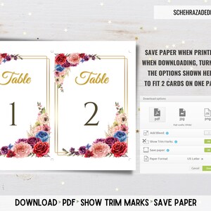 Editable Floral Table Number Card, Flowers Table Number Card, Seating ...