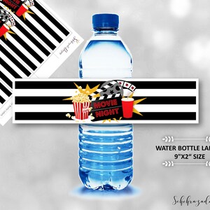 Movie Night Water Bottle Labels, Movie Night Water Bottle Labels ...