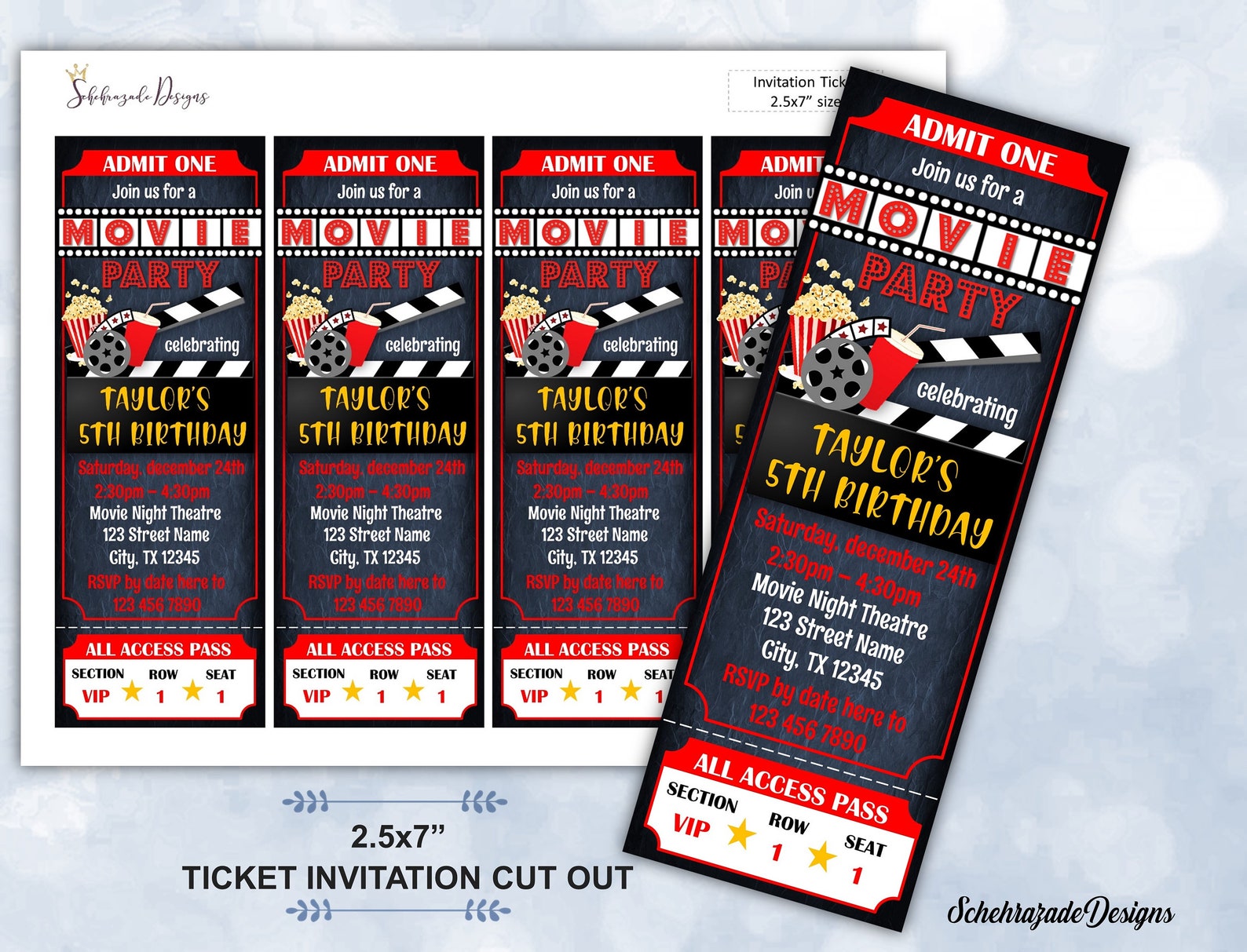 Editable Movie Ticket Birthday Invitation, Movie Party Ticket, Movie ...