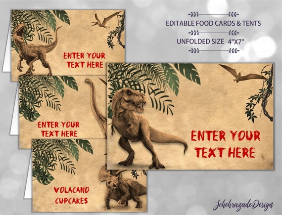 Editable Food Labels Dinosaur Birthday Party Editable | Etsy