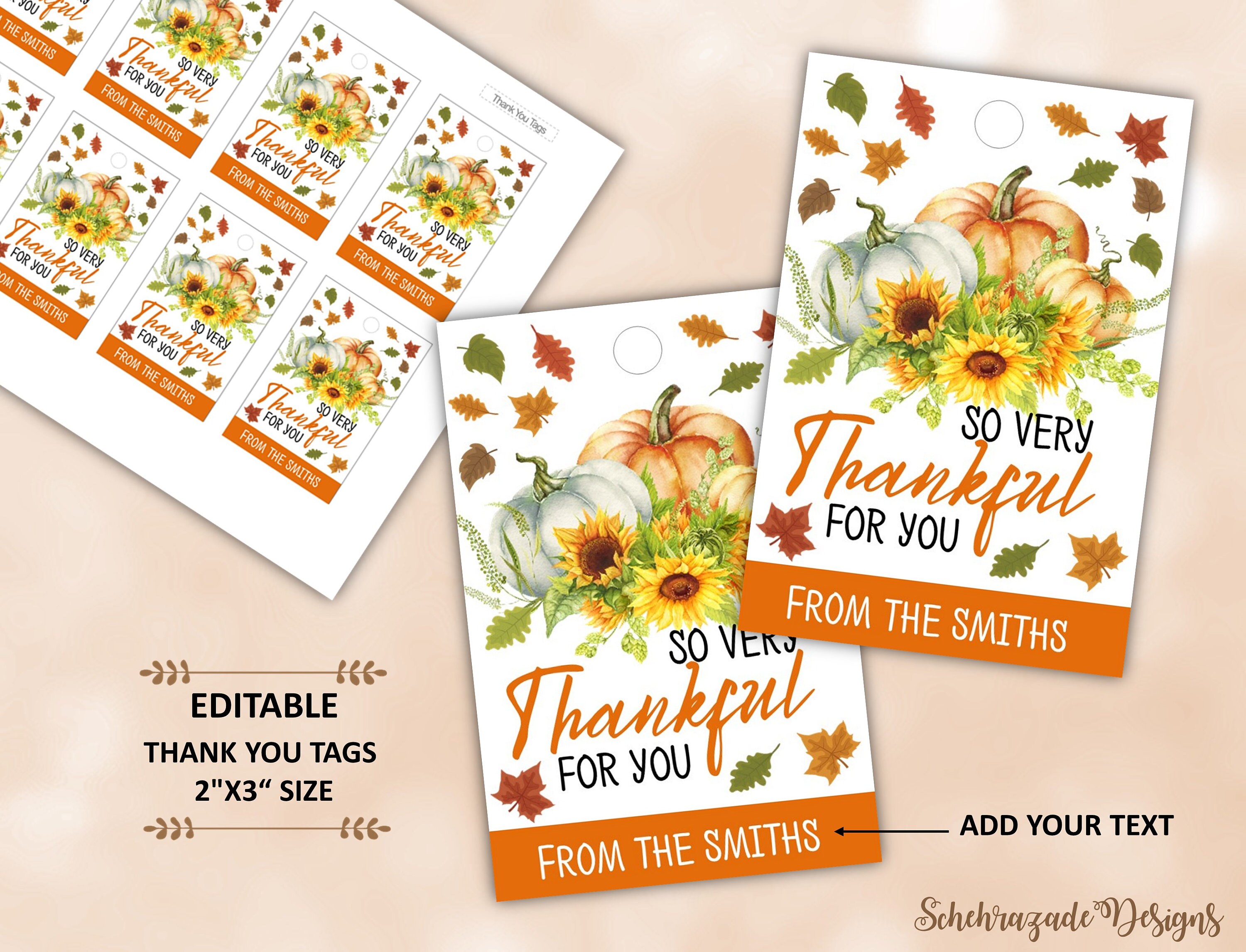 Thanksgiving Gift Tags Editable Gift Favor Tags so Very - Etsy